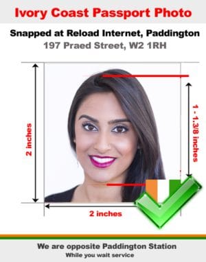 Ivory Coast Passport Photo and Visa Photo snapped in Paddington, London