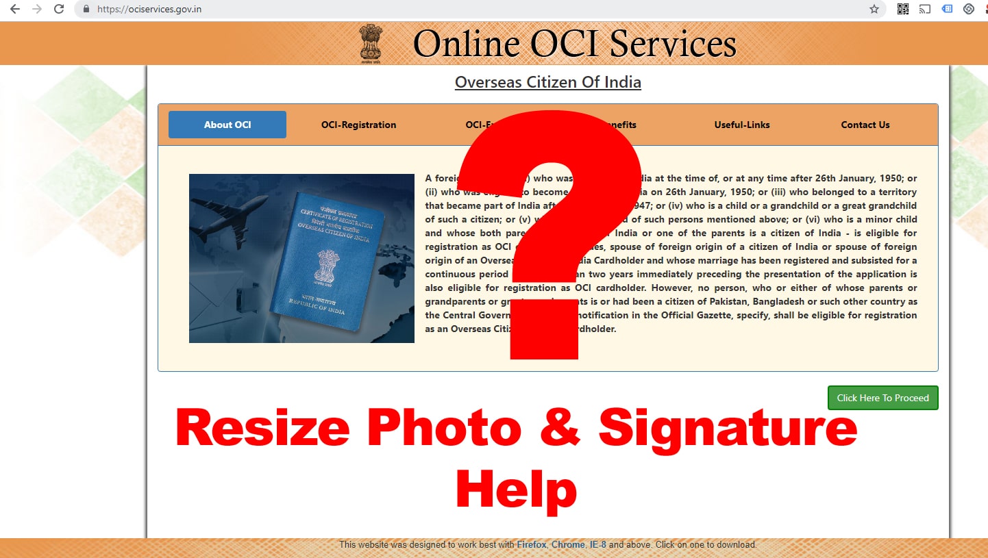 OCI Photo And Signature Resize Service For Your OCI Application Same Day