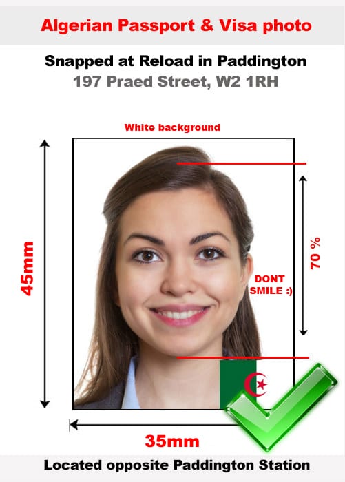 Algerian Passport Photo specifications and Visa Photos Algeria in London