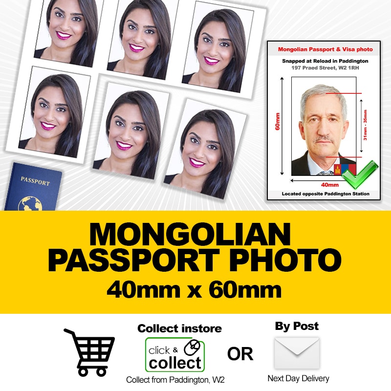 Mongolian Passport Photo and Visa Photo snapped in Paddington, London