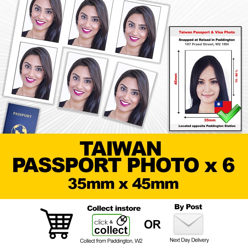 Taiwan Passport Photo and Visa Photo in London. Stamp on back.